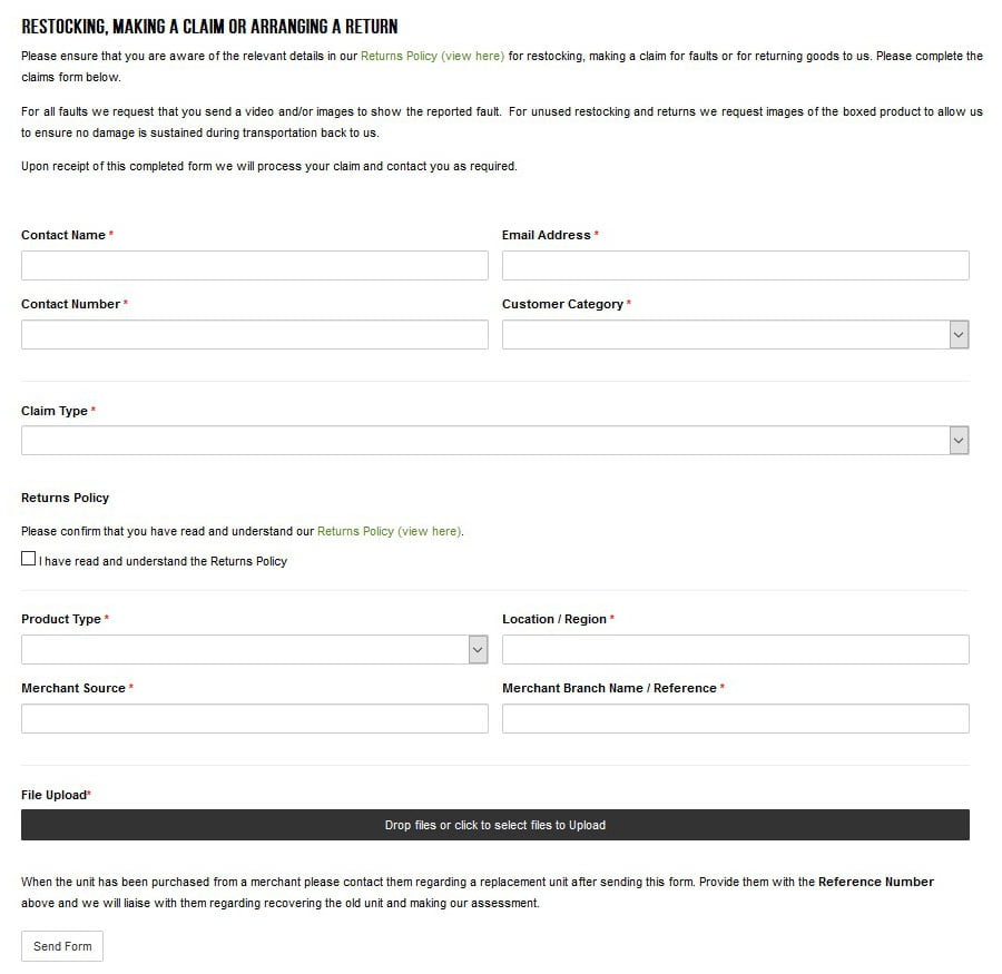 Restocking, Claims and Returns - Recoup WWHRS